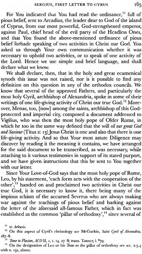 Letters of Pope Honorius to Sergius of Constantinople and other ...