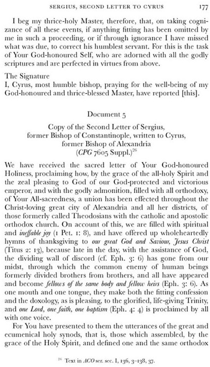 Letters of Pope Honorius to Sergius of Constantinople and other ...